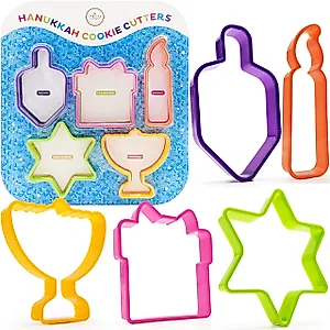 Hanukkah Shaped Cookie Cutters, Five Hanukkah Shaped Cookie Cutters - Menorah, Dreidel, Maccabee, Star of David, Maccabee Shield (Single)
