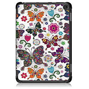 KuRoKo Case Compatible with Amazon Kindle Fire HD 8/HD 8 Plus Tablet(12th Generation 2022 & 10th Generation 2020 Release), Slim Light Cover with Auto Wake/Sleep-Butterfly