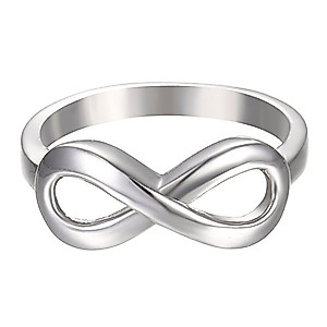 BORUO 925 Sterling Silver Ring High Polish Infinity Symbol Tarnish Resistant Comfort Fit Wedding Band Ring Size 7