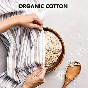 GreenPan 3-Piece Kitchen Towel Set, 20" x 30" Retro-Inspired, Ultra Soft Organic Cotton, Reusable & Durable, Machine Washable, Taupe