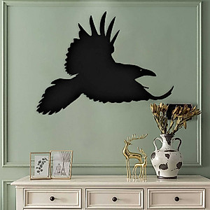 HSART Crow Metal Wall Art, Metal Silhouette Decorative Mural, Black Crow Wall Hanging Sculpture, Used for Living Room Dining Room Garden Decoration