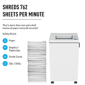ideal. 3104 Strip-Cut Centralized Office Shredder,Continuous Operation, 27–30 Sheet Feed Capacity, 32 Gallon Bin, Shred Staples/Paper Clips/Credit Cards/CD/DVDs, 1 HP Motor, P-2 Security Level