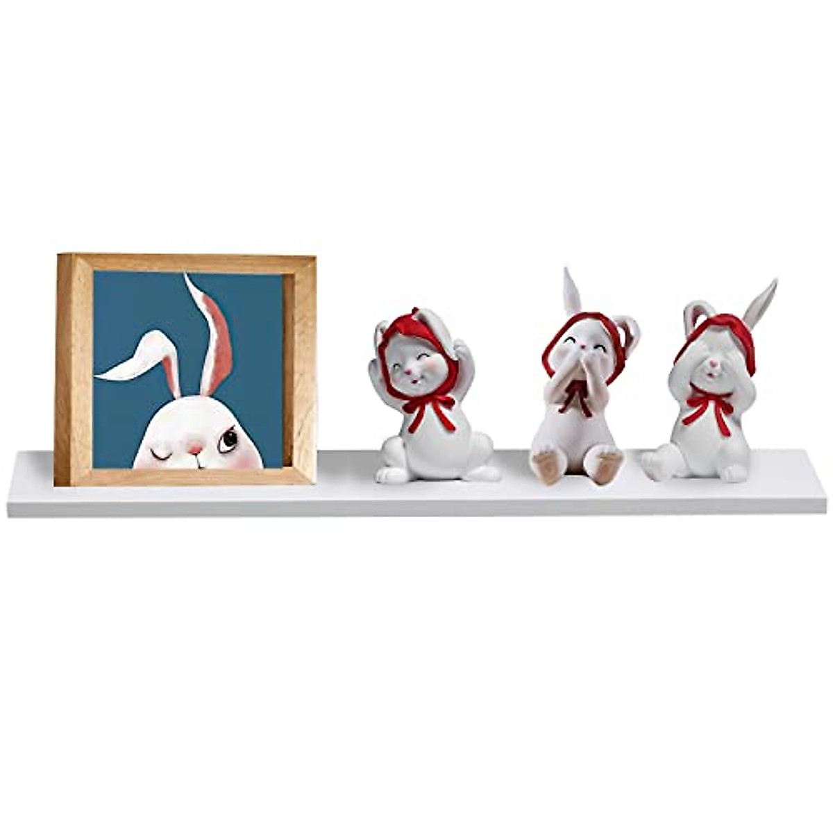 36 Inch Floating Shelves White Long Floating Shelves for Wall Rustic Durable, Natural Wood Oak Floating Shelf Mounted Bedroom Kitchen and Entryway, Easy Assembly, Classic Design, 1pcs