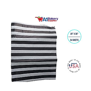 Black & White Stripes Tissue Paper 20 X 30-24 Sheet Premium High Quality Tissue Paper Made in USA by A1 bakery supplies