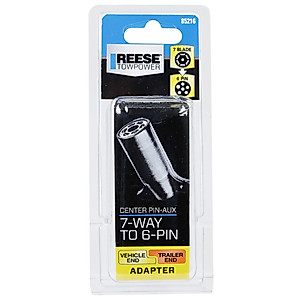 Reese Towpower 85216 7-Way Blade to 6-Pin Center Pin Auxiliary Adapter , Black