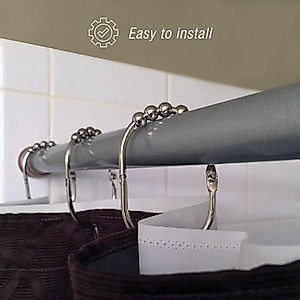 2 Lb. Depot Wide Shower Curtain Rings - Set of 12 Easy Glide Rollers with Polished Nickel Finish - Stainless Steel Shower Hooks for Straight and Curved Rods - Decorative and Durable for Any Bathroom