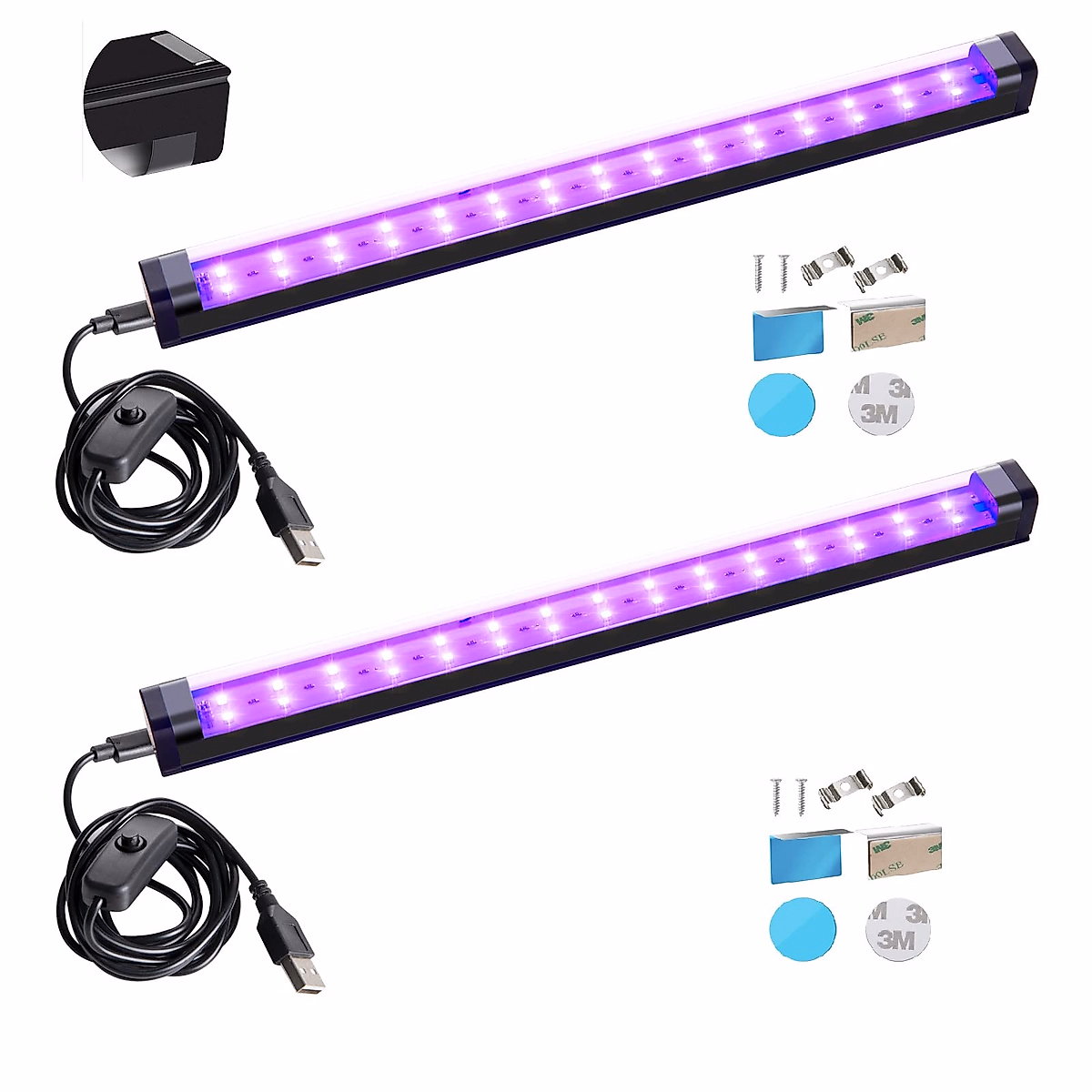 Black Light Bar 10W 1ft LED Blacklight for Fluorescent Tapestry Poster Body Paint Glow Party UV Strip Lights for Cabinet and Display Magnetic THLITURE 2 Pack
