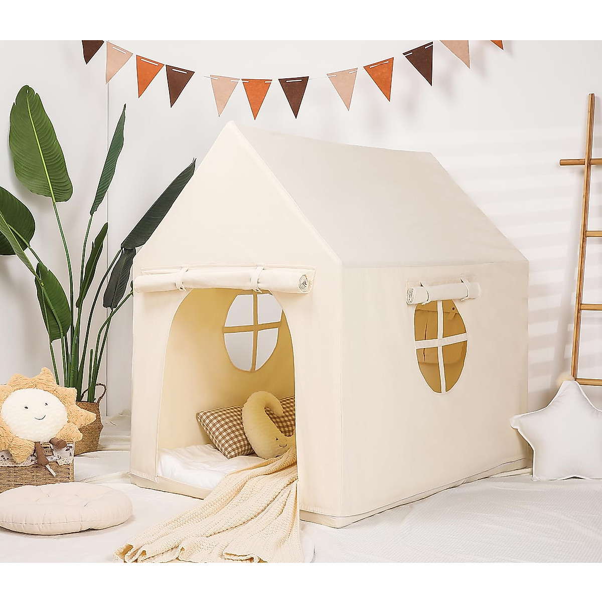 Canvas Kids Play Tent Indoor Toddler Playhouse Playroom Inside Children Teepee Tents Playhouse for Girls Boys Toddler Play Tent Indoor & Outdoor