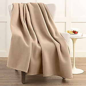 Vellux 1B07031 Original Insulating Core Hotel Style Solid blanket Machine Washable Soft Cozy Warm Thermal Durable Pet Friendly All Seasons Layering Bed Sofa Blankets, Full Queen, Beige