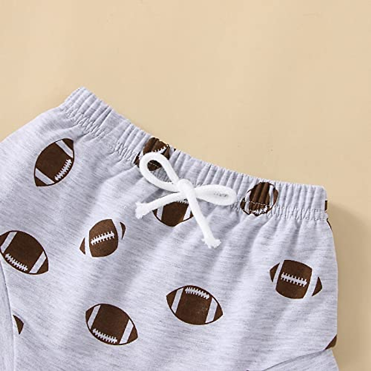 Funny Newborn Infant Baby Boy Girl Game Day Vibes Football Bodysuit Romper+Shorts Set Clothes Outfits 2Pcs (Brown, 0-6 Months)