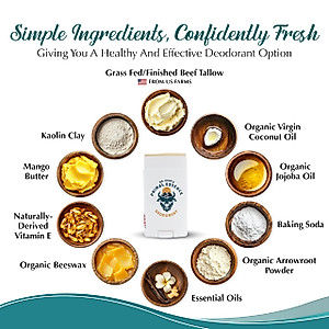 Dr. Dave's Primal Essence Extra Strength Tallow Deodorant - Aluminum-Free - Baking Soda, Beeswax, Coconut Oil and Mango Butter - Vanilla and Sandalwood