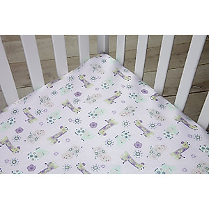 Carter's Zoo Jungle/Safari 4 Piece Nursery Crib Bedding Set, Lavender/Aqua/White