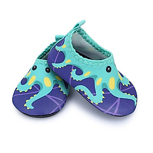 JIASUQI Summer Casual Skin Water Shoes Socks for Baby,Sand Swim Surf Aerobics,Green Octopus 12-18 Months