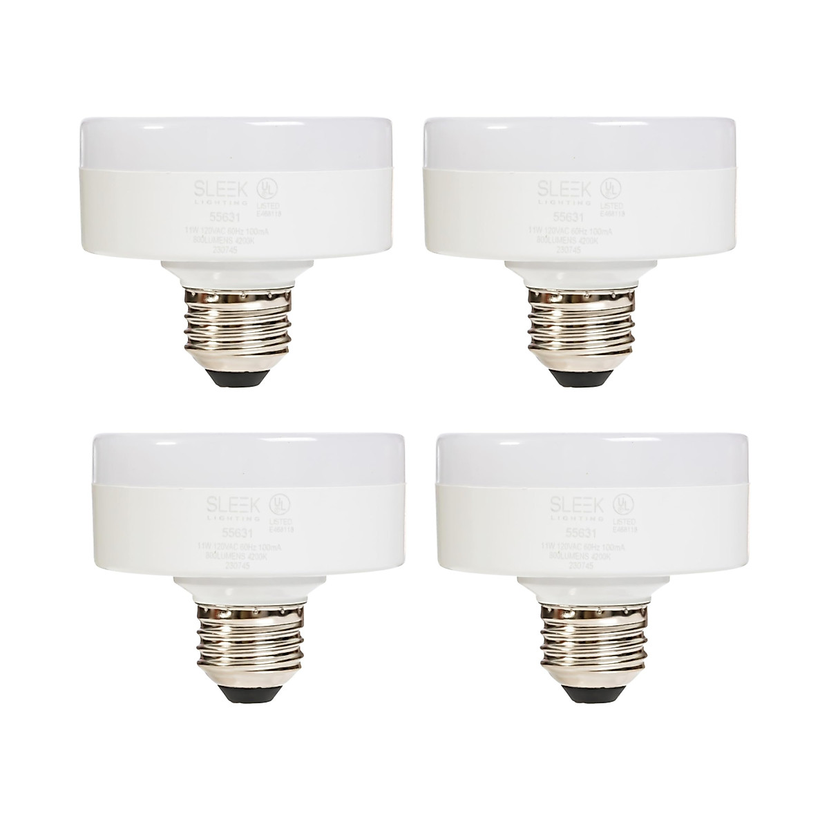 SLEEKLIGHTING E26 11W LED Puck Light Bulb Dimmable 2700K Warm White, 800lm, UL Listed - (4 Pack)