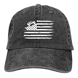 HHNLB Funny Offroad Car American Flag Hat, Adjustable Washed Distressed Mountains Adventure USA Baseball Cap for Men Women (Black 02, one Size)