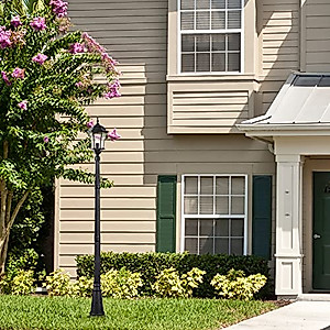 GOALPLUS Dusk to Dawn Post Light, 20" High Black Outdoor Lamp Post Light Fixture with Pier Mount for Garden, Exterior Post Lantern with Seeded Glass for Yard, Patio and Pathway, LMMS4610-S-BK-2P