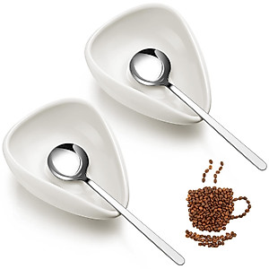 4 Pieces Coffee Spoon Rest and Spoon Small Teaspoon Holder Ceramic Coffee Spoon Rest for Coffee Bar Coffee Stirrers Holder for Coffee Station Kitchen Accessories nice Present for Coffee Lovers