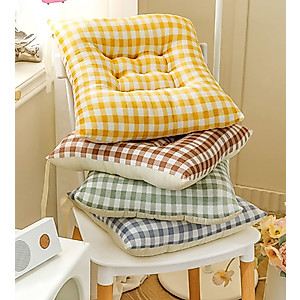 Chair Cushions for Dining Chairs 4 Pack - Kitchen Chair Cushions Set of 4, Non-Slip Seat Cushion Chair Pads, Dining Room Chair Cushions for Kitchen Room Decor 2" Thickness (Yellow, 4)
