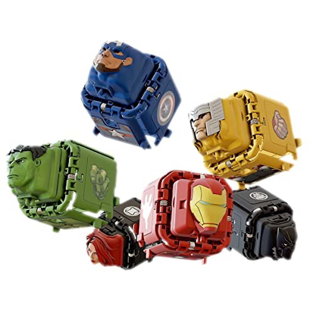 MARVEL Avengers Battle Cubes 2-Pack, Captain America VS Black Panther, Unleash Power, Launch Attack, 2 Cubes & 6 Tokens, RPS Auto-Battle System, Battle Cube APP, Collectible Pocket-Sized Game, Ages 5+