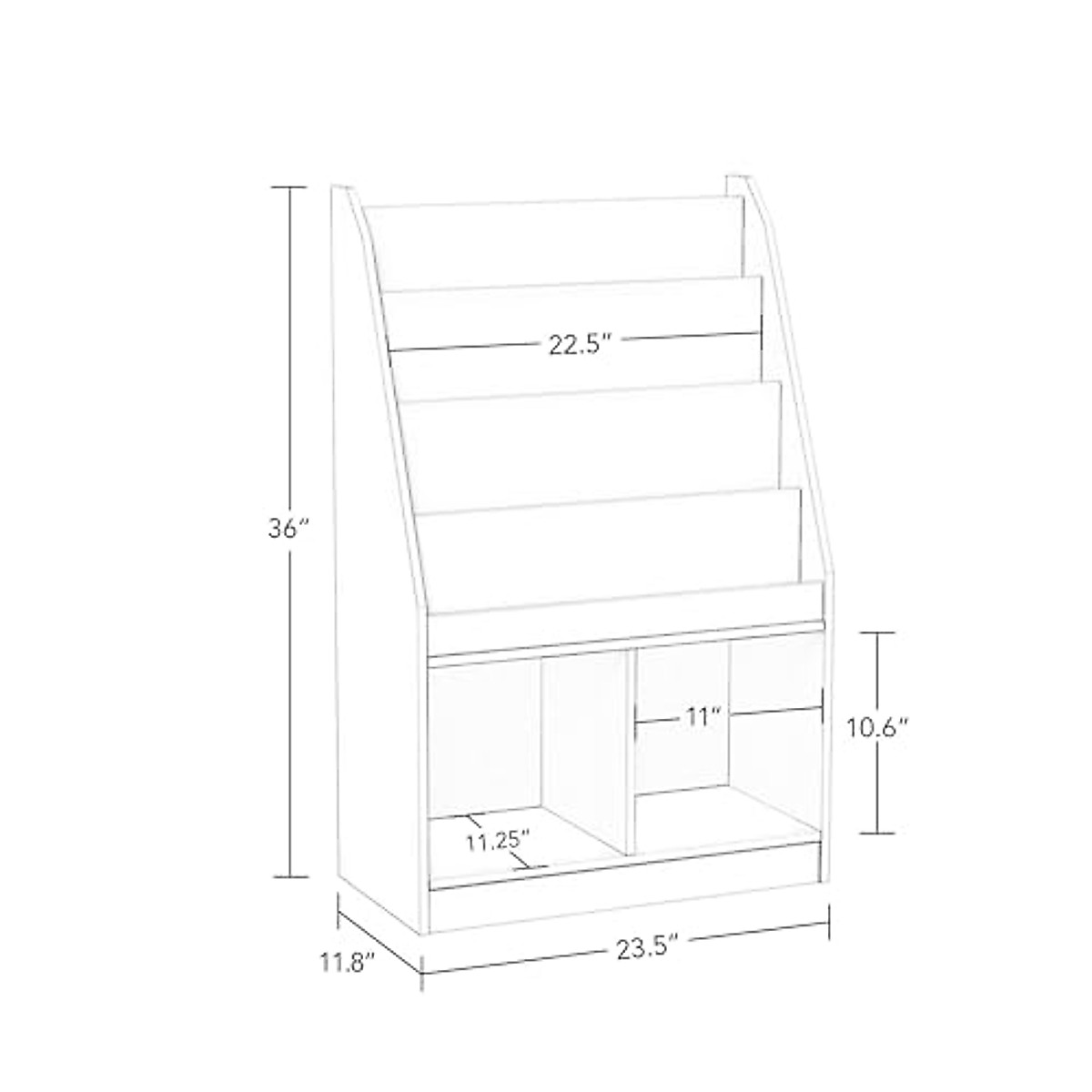 RiverRidge Kids Bookshelf & Toy Storage Organizer with 4 Book Racks, 2 Cubbies - Versatile Toy Organizer for Bedroom or Playroom Book Nook Toy Tidy