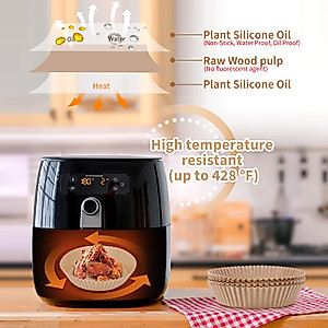 Air Fryer Disposable Paper Liner, 100Pcs Air Fryer Airfryer Parchment Paper Liners Round, Non-stick Grease Proof Bakery Baking Paper for Air Fryer Basket Roasting, Oil-proof, Food Grade (6.3 Inch)