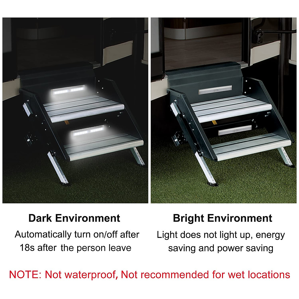 CCBASEBALL Motion Activated RV Step Lights, 10 LED Battery Operated Motorhome Motion Sensor led Light Strip, Magnetic Night Light Bar for Motorhome Travel,Travel Trailers, Camper (2 Pack)