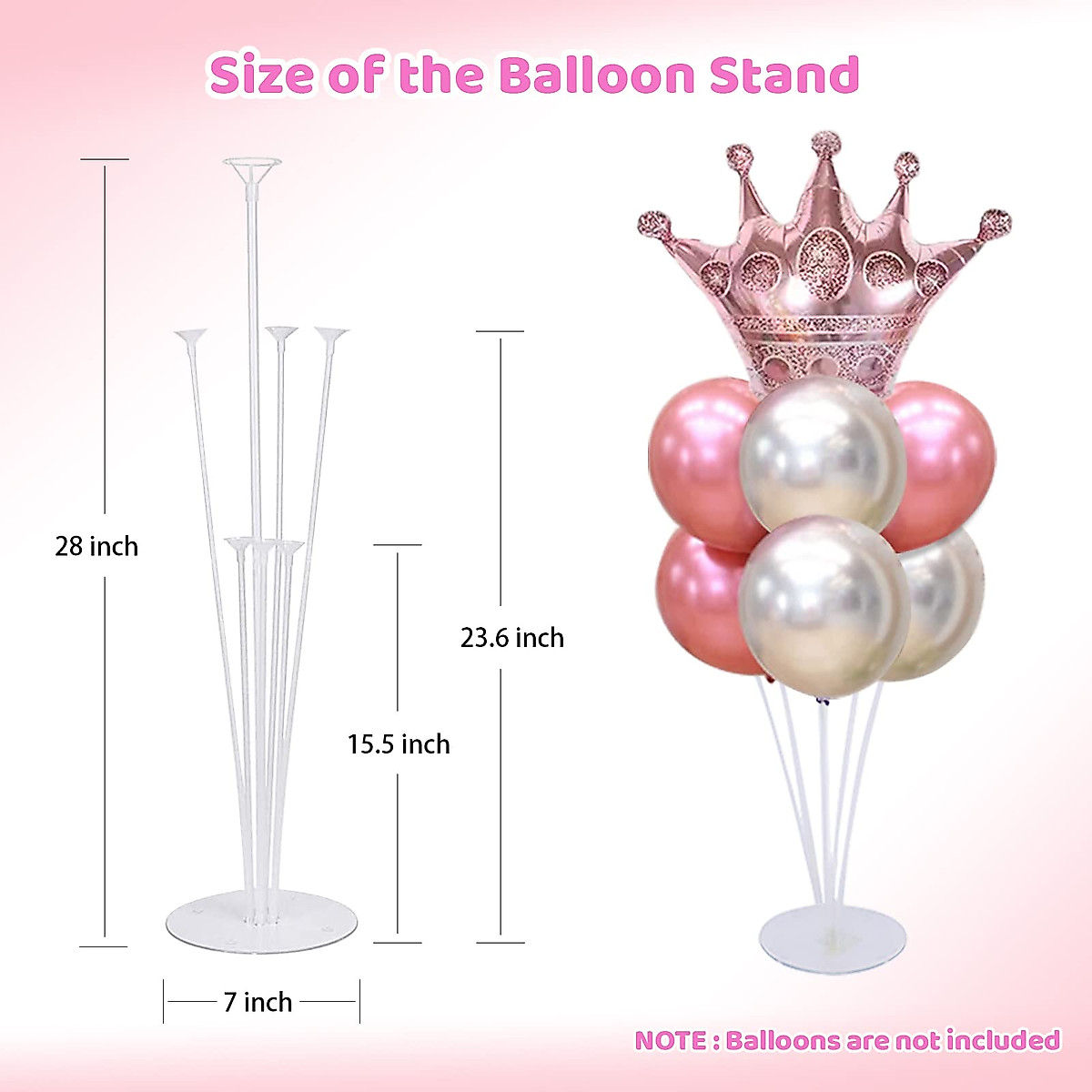 ROYUYE 7 Sets Balloon Stands for Table Balloon Stand Kits Clear Table Balloon Centerpiece Stand Balloon Holder Decorations for Birthday Baby Shower Graduation Party Decorations