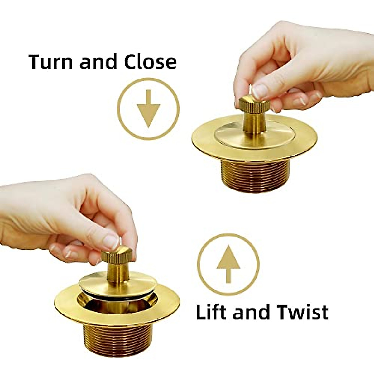 Lift & Turn Tub Trim Set with Two-Hole Overflow Cover,Replacement Bath Drain Trim Kit for Most Bathroom bathtubs (Gold)