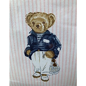 POLO RALPH LAUREN Teddy Bear Sweater Girls Pink Stripe King Comforter Set with 2 King Shams