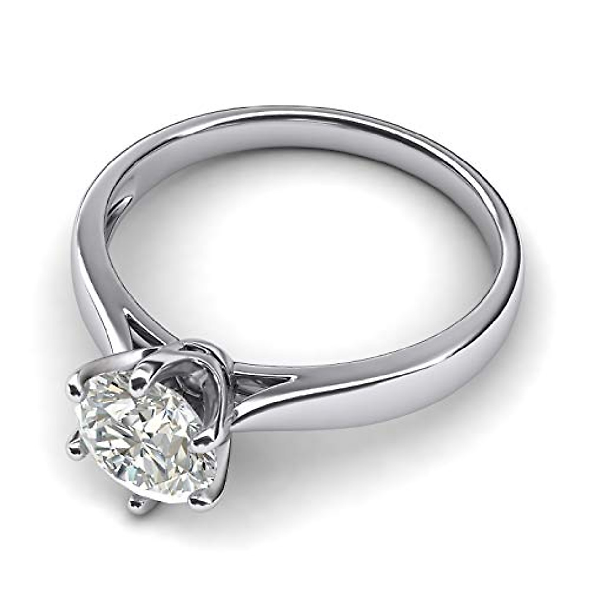 Pure 10k white gold 2.0 CT Classic 6-Prong Solitaire Simulated Diamond Engagement Ring Promise Bridal Wedding Ring (5.5)
