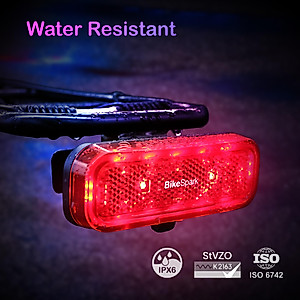 BikeSpark Auto-Sensing Rear Light G4R, USB Rechargeable, 240HRs, Precise Brake Sensing for Cargo Rack, Large Reflector, 50/80mm Screw Mounted, Easy Release, Made in Taiwan
