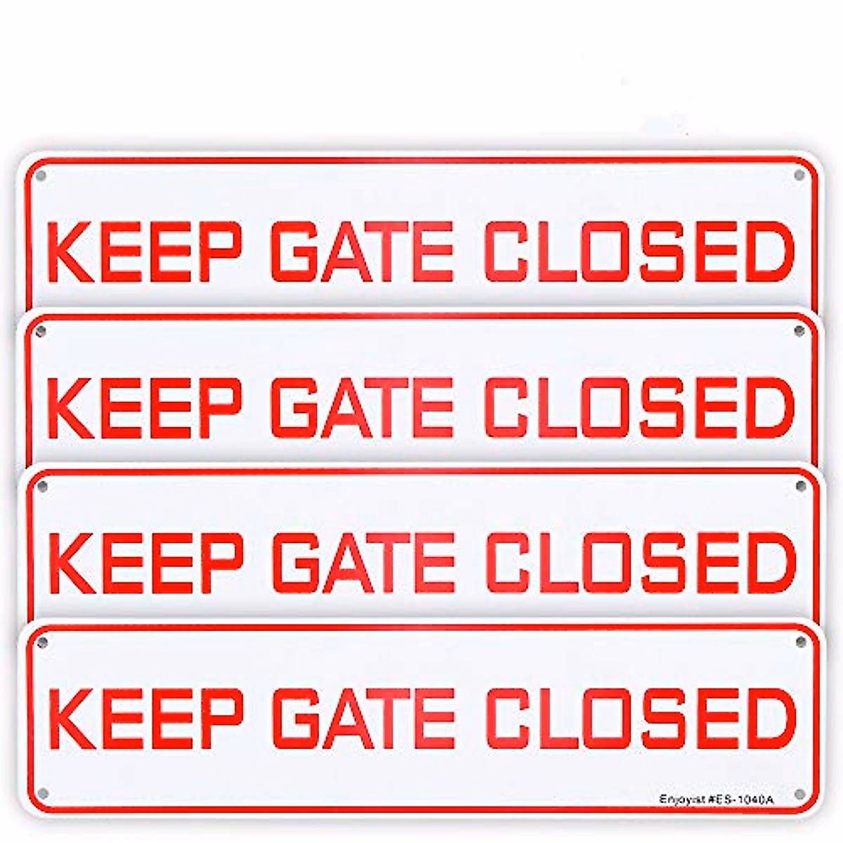 4 Pack Keep Gate Closed Sign, 12"x 3" - .040 Aluminum Sign Rust Free Aluminum-UV Protected and Weatherproof