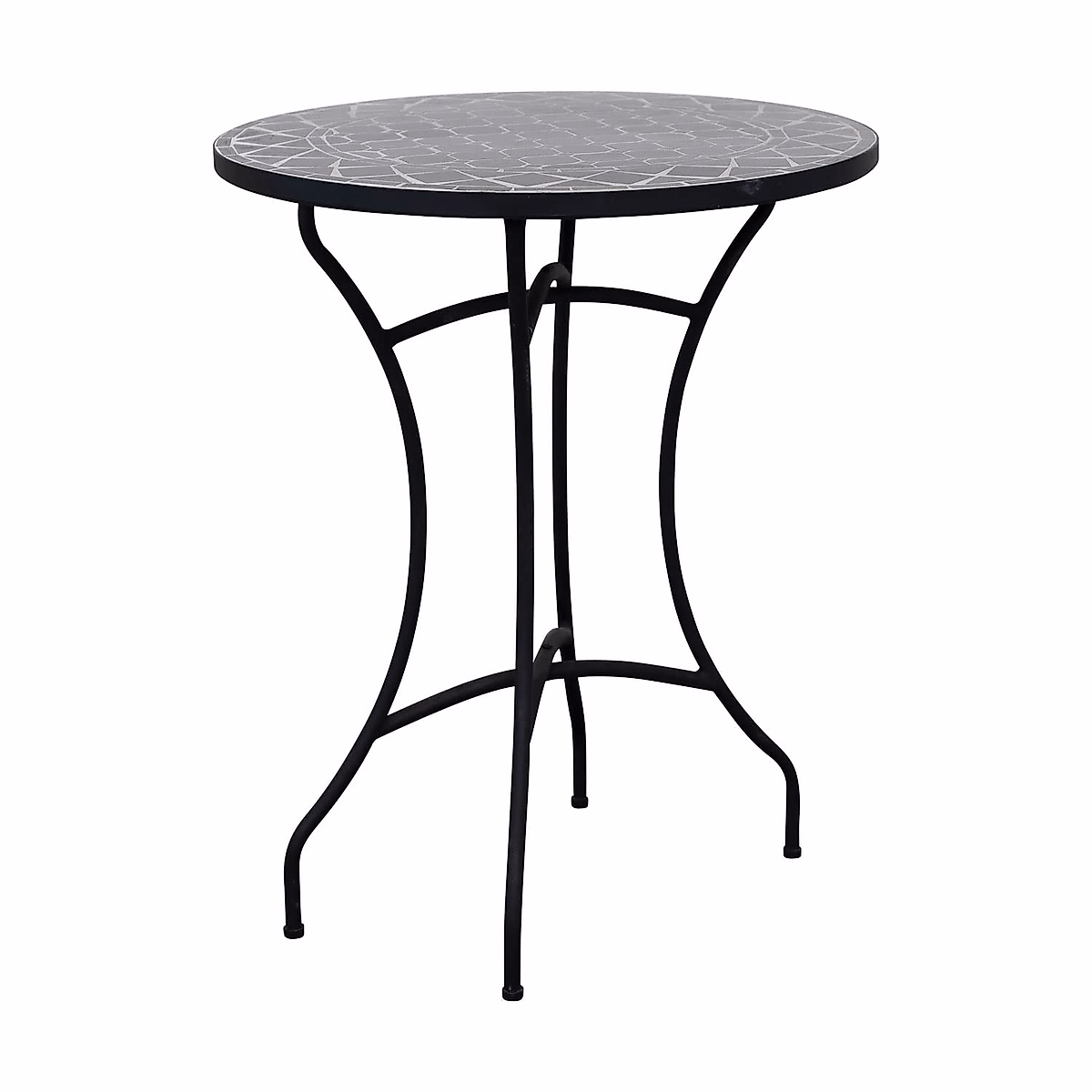 Creative Co-Op Metal Indoor/Outdoor Mosaic Top Accent Table, 24" L x 24" W x 28" H, Black