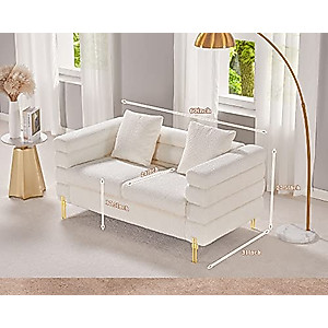 AMERLIFE Sofa, 2 Piece Sofa Set, Loveseat Set- Oversize Sofa Couch, Comfy Sofa for Living Room- Bouclé Deep Seat Sofa, White Sofa