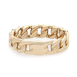 0.41Cttw Rachel Koen Pave Diamond Chain Link Ring 14K Yellow Gold Size 7.25