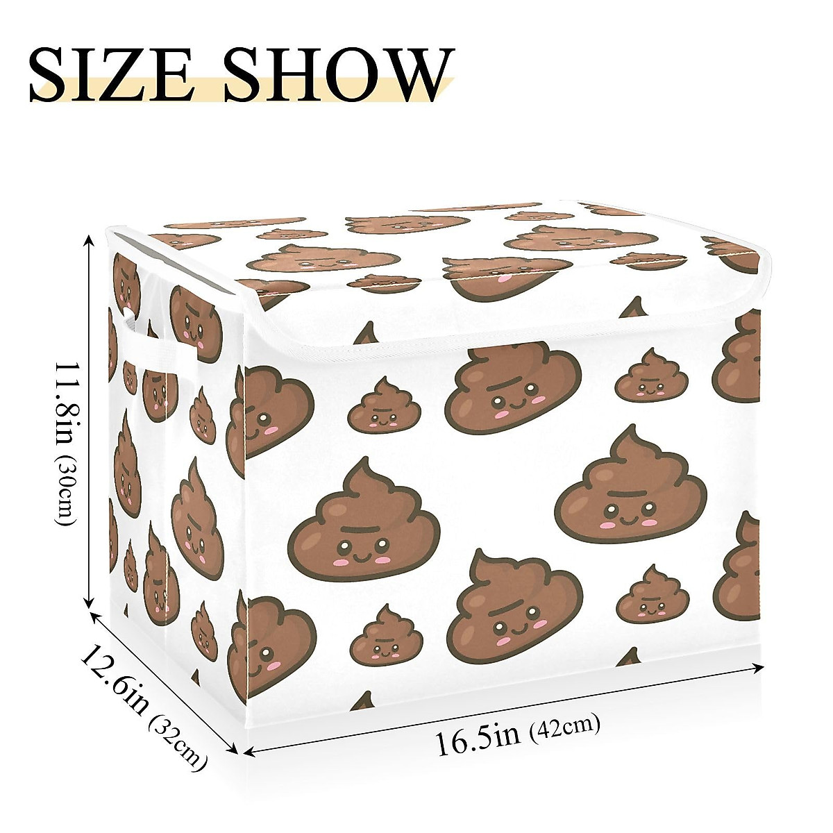 DIGTIA Cute Poop Storage Bins with Lids Funny Foldable Storage Basket with Handles Collapsible Large Fabric Organizer Containers for Clothes Shelves Closet Office Home Bedroom