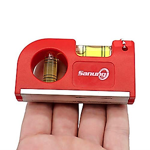 Sanung 2 Pieces Mini Magnetic Horizontal Vertical Pockets Spirit Levels with Keychain Magnetic Pocket Levels with Storage Bag Magnet Spirit Bubble Leveler for Determining Horizontal Vertical Plane