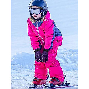 2 Pairs Kids Mittens Children Winter Snow Waterproof Thick Warm Windproof Gloves for Girls Boys (Purple and Pink Stripe Style,3-6 Years)