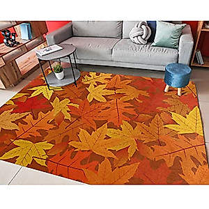 ALAZA Happy Thanksgiving Day Maple Leaf Fall Non Slip Area Rug 5' x 7' for Living Dinning Room Bedroom Kitchen Hallway Office Modern Home Decorative