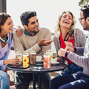 MOVNO 12 Pack Sublimation Cups - 16oz Frosted Glass Cups with Bamboo Lids and Straws Sublimation Glass Blanks Beer Can Shaped Cups Sublimation Glass Tumblers for Iced Coffee Juice Soda Drinks