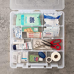 AB Designs 6823ABD Super Satchel with Removable Dividers, Stackable Home Storage Organization Container, Clear with Sliver Latches and Handle