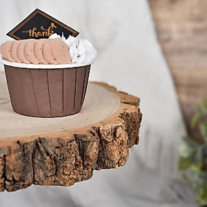 Efavormart 14" Tall | 3 Tier Rustic Wood Slice Cupcake Stand, Natural Wooden Cake Stand Dessert Display with Metal Poles