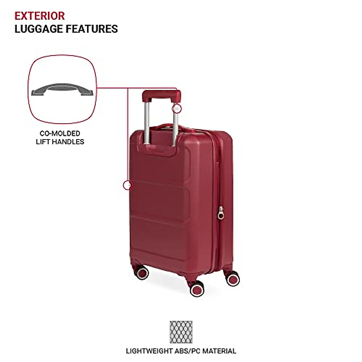 SwissGear 8090 Hardside Expandable Luggage with Spinner Wheels, Burgundy, Carry-On 20-Inch