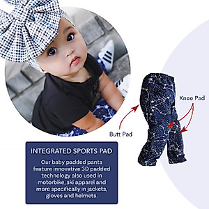 Sandra Aris | Crawling Pants for Babies & Toddlers | Added Butt and Knee Padding for Kids Learning to Crawl & Walk (Super Star, 3T)