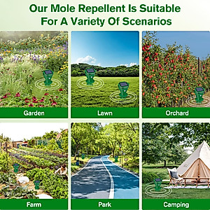 Ultrasonic Mole Repellent Outdoor, 2024 Upgrade Mole Repellent Solar-Powered for Lawn Garden Yard, Mole and Vole Repellent Waterproof, Effectively Repels Gophers Snake Chipmunks Groundhogs, 2 Pack