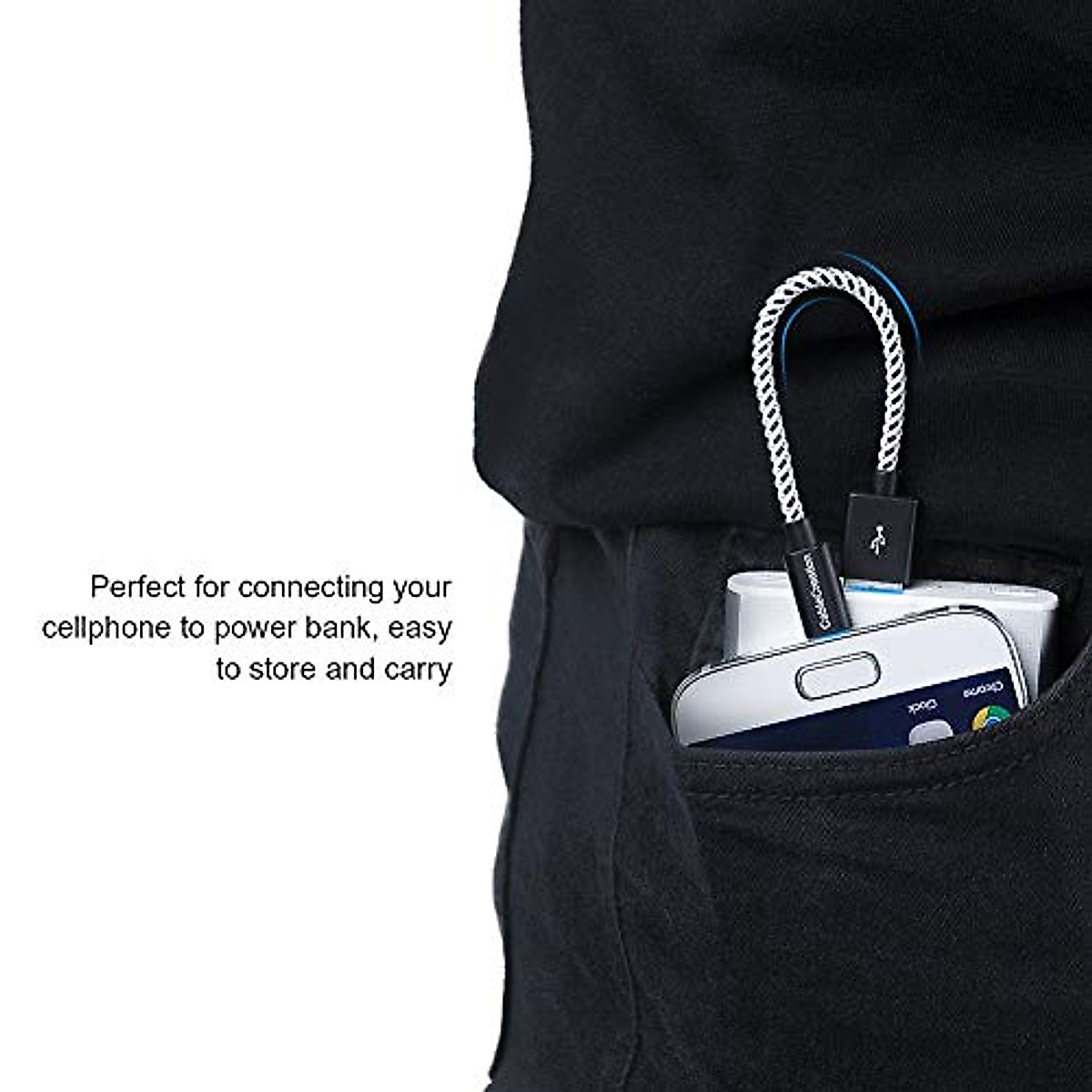 Short Micro USB Cable, CableCreation USB to Micro USB 24 AWG Triple Shielded Fast Charger Cable, Compatible with TV Stick, PS4, Chromecast, Power Bank, Android Phone, 0.5FT/6 inch Black