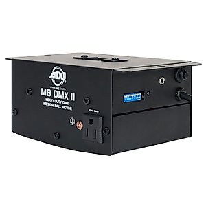 American DJ DMX controllable heavy duty mirror ball motor 20 inch mirror ball max also has on off switchable outlet for pinspots