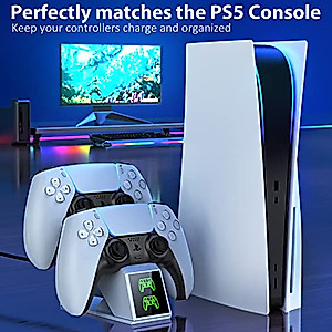 PS5 Controller Charger Charging Station, Dual PS5 Remote Charger Dock with Fast Charging AC Adapter 5V/3A for Playstation 5, OIVO Controller Charging Stand Replacement for DualSense Charging Station