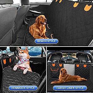 EasyHaWei Dog Car Seat Cover for Back Seat 600D Scratchproof Nonslip Durable Waterproof Cars Pet Backseat Covers with Mesh Window Dogs Hammock for Car，SUV, Truck (54" W x 58" L)