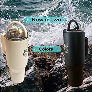 WILANKAR Tumbler 40oz Water Bottle with Lid, Handle & Flip Straw – Leakproof, Cup Holder-Friendly Travel Cup, Insulated Stainless Steel, Dishwasher-Safe, BPA-Free (Black)